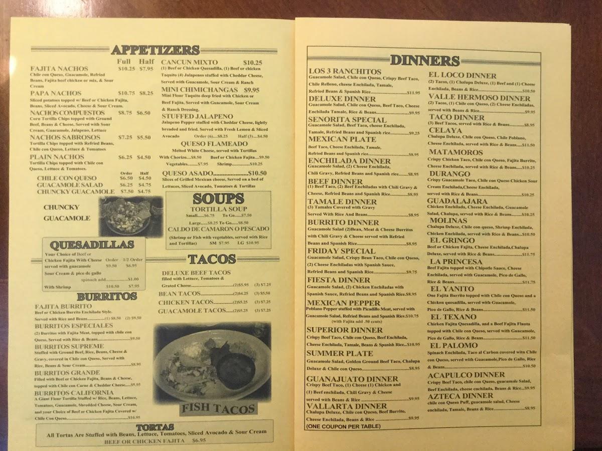 Menu at Los 3 Ranchitos restaurant, Houston, N Eldridge Pkwy