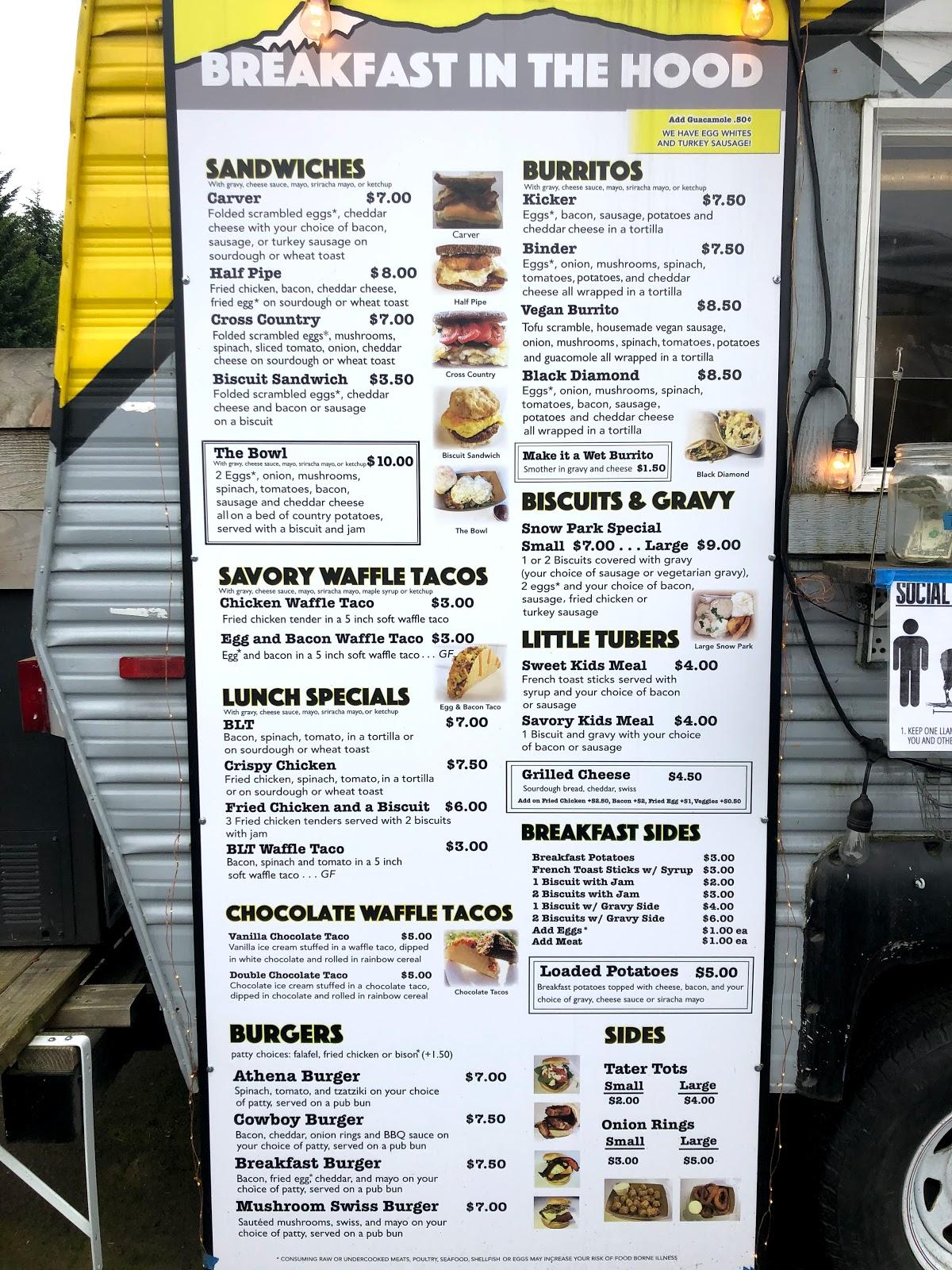 Menu at Breakfast in the Hood restaurant, Sandy, Pioneer Blvd #8