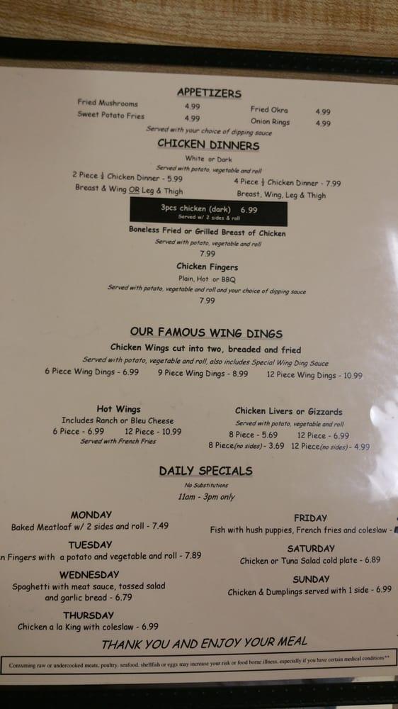 Menu at Chicken King restaurant, Hernando