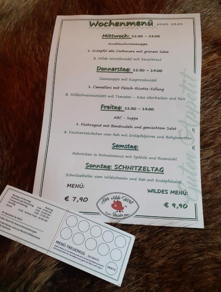 Speisekarte von Landgasthaus Der wilde Wirt restaurant, Ollern