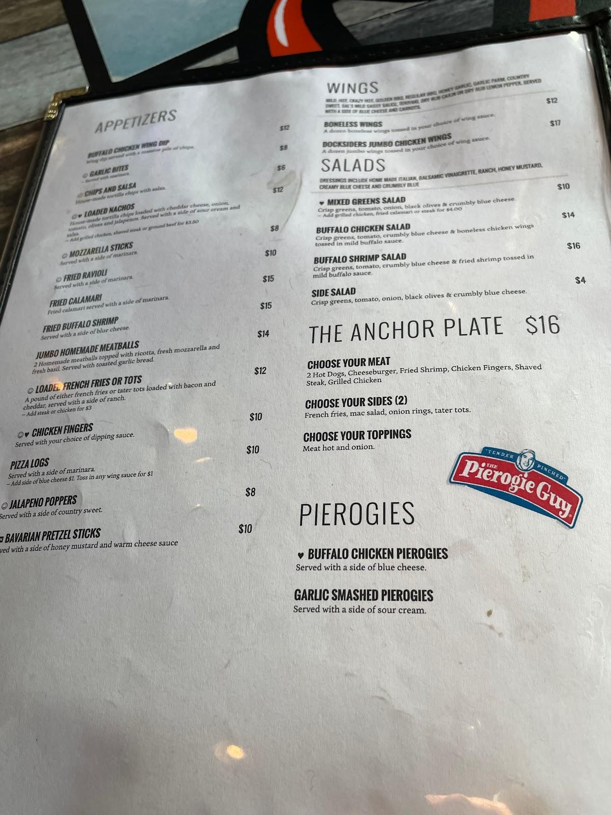Menu at Docksiders Pub & Oven, Hilton, 416 Manitou Rd
