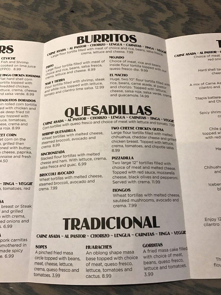 Menu at El Taco Macho restaurant, Painesville