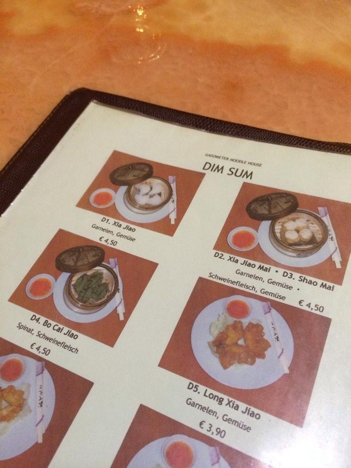 Menu at Gasometer Noodle House restaurant, Vienna