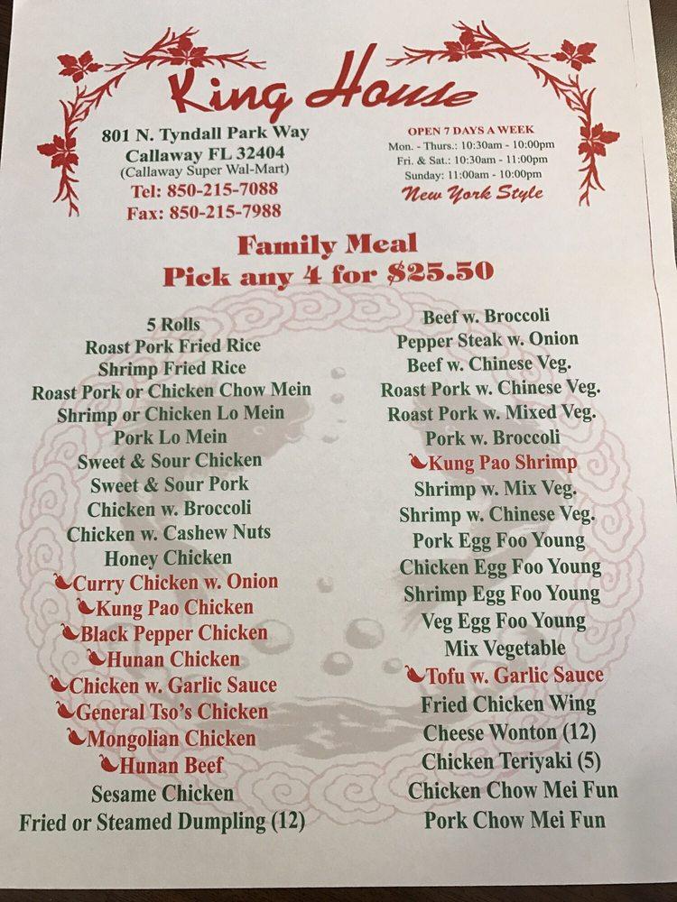 Menu at King House restaurant, Panama City
