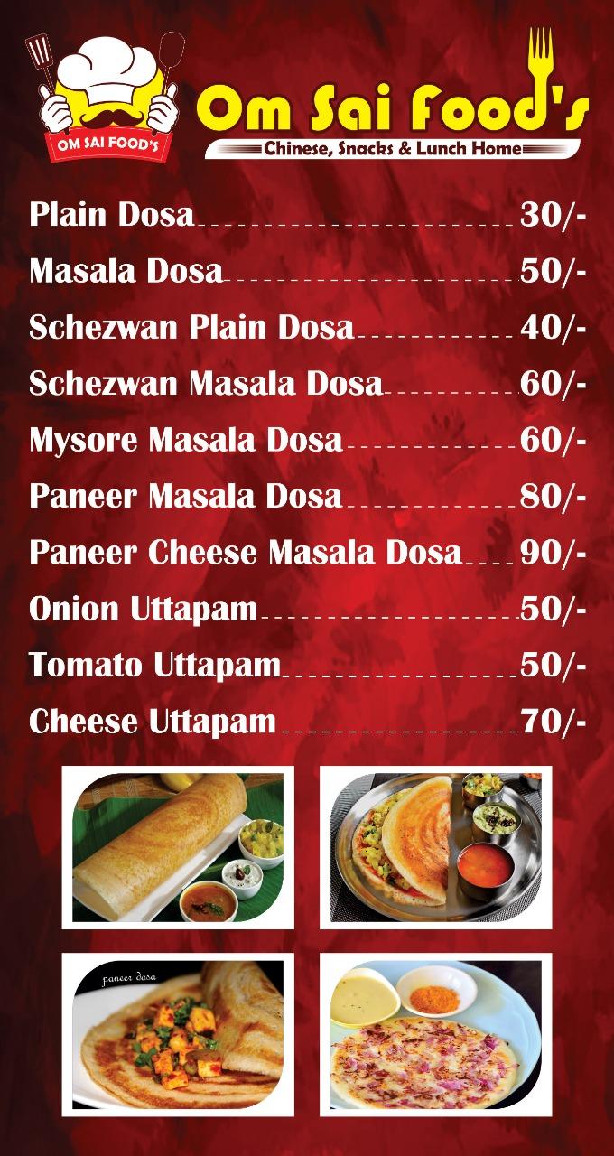 Menu at Om Sai Food's Snacks and Lunch Home, Navi Mumbai