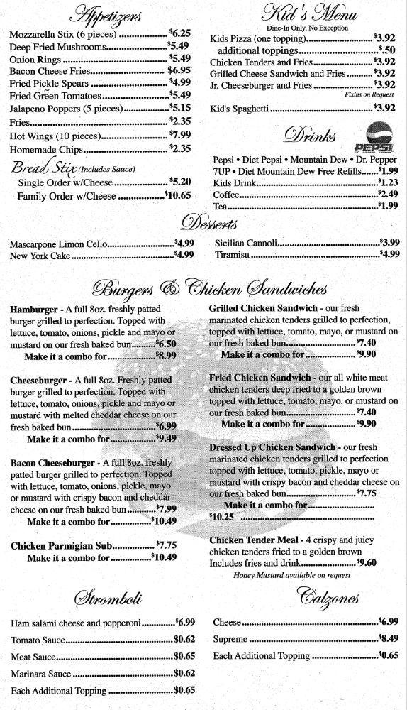 Menu at Romano's Restaurant, Norton