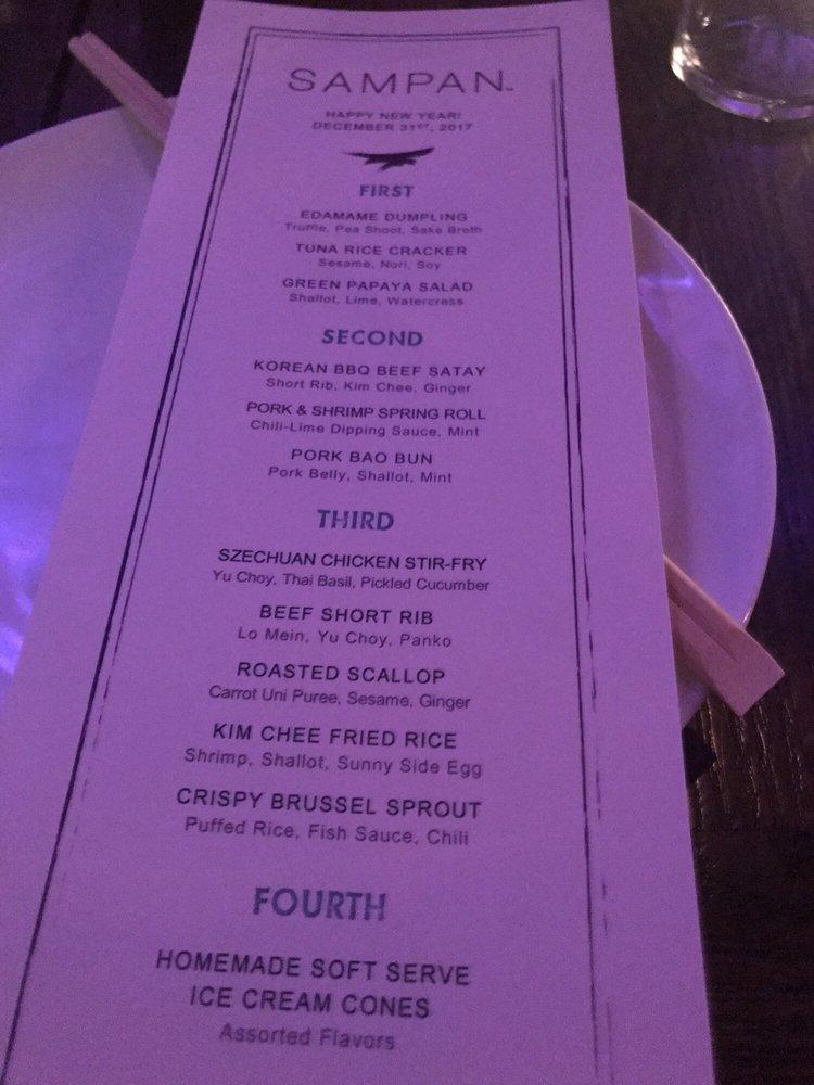 Menu at Sampan restaurant, Philadelphia
