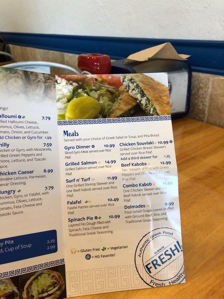 Menu at The Hungry Greek restaurant, Wesley Chapel