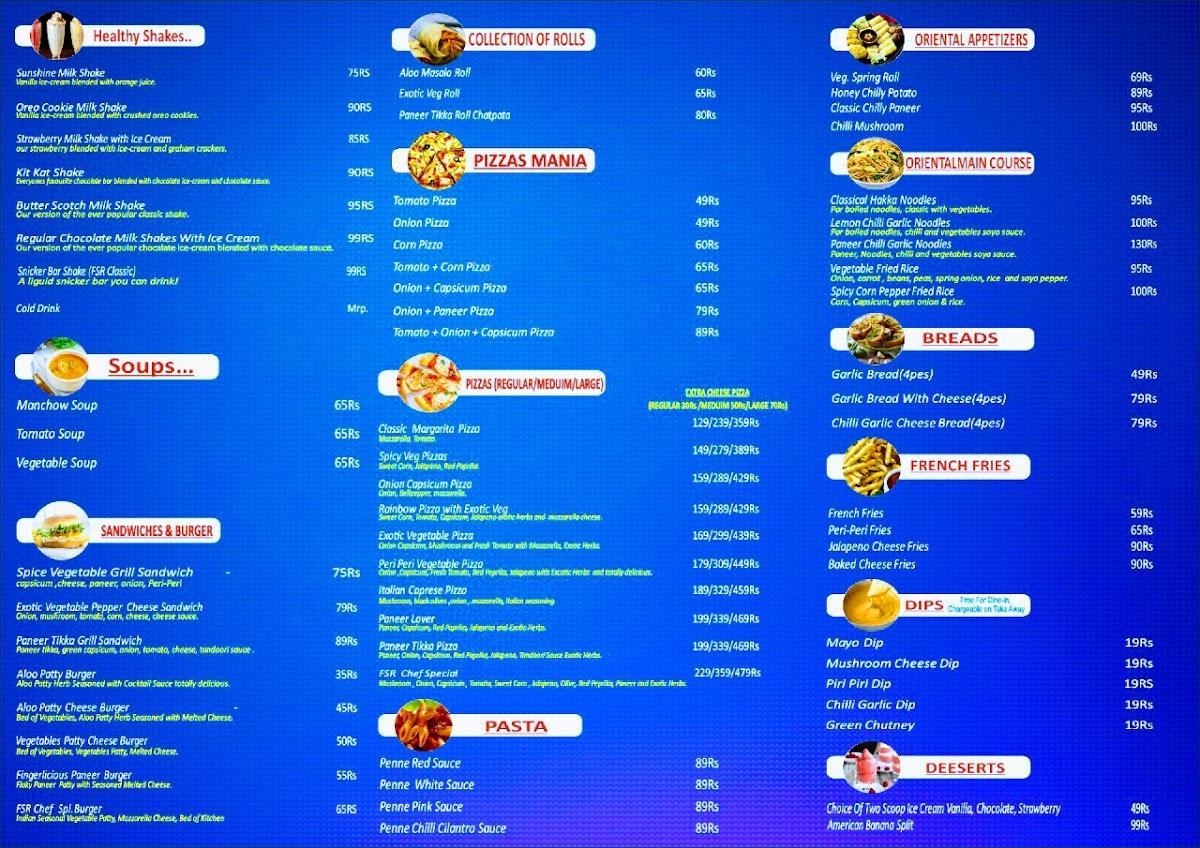 Menu at The Original's FSR Restaurant, Sonipat