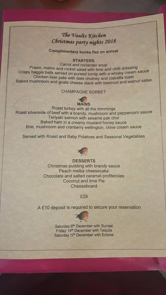 Menu at The Vaults pub & bar, Girvan