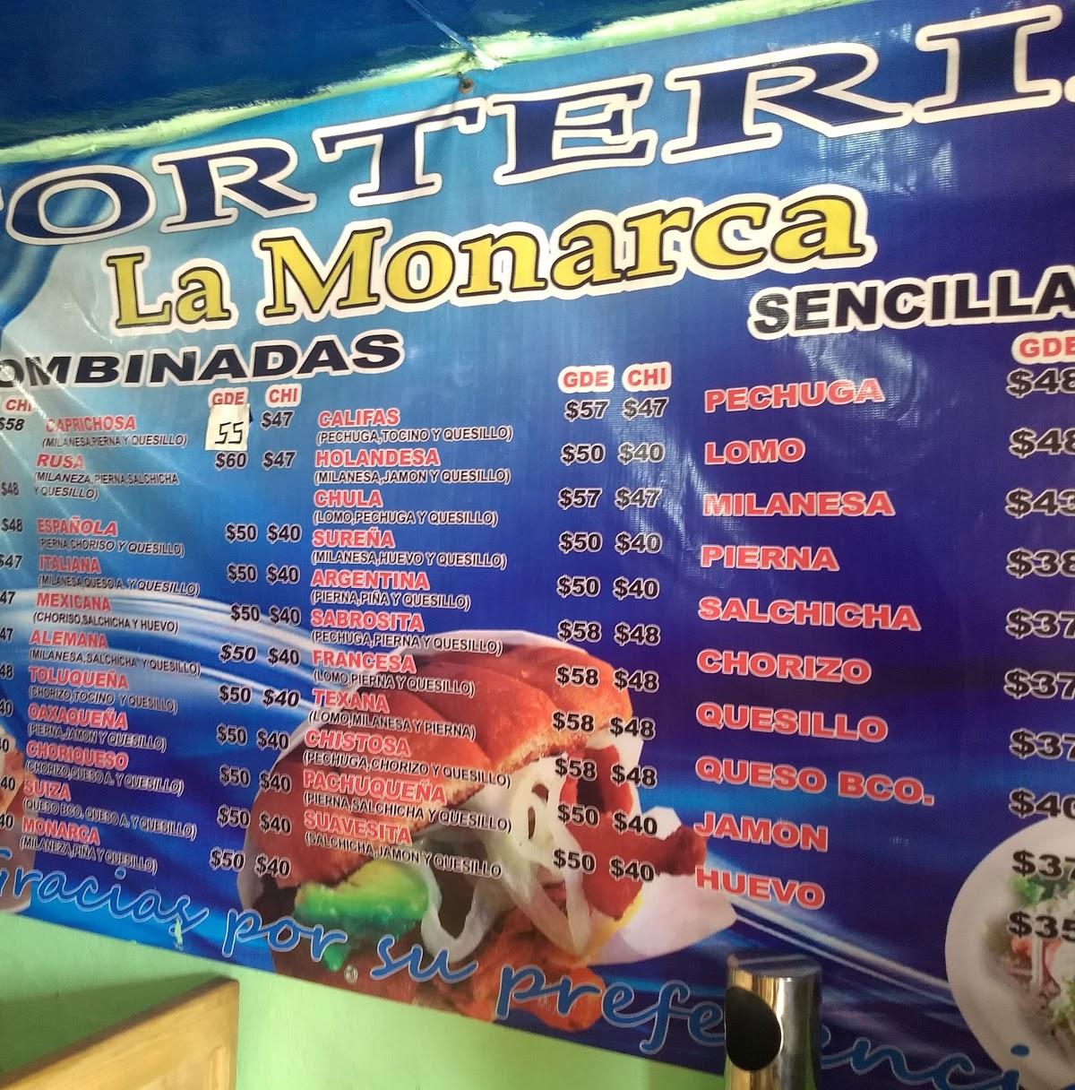 Menu at Tortas Monarca restaurant, Mexico