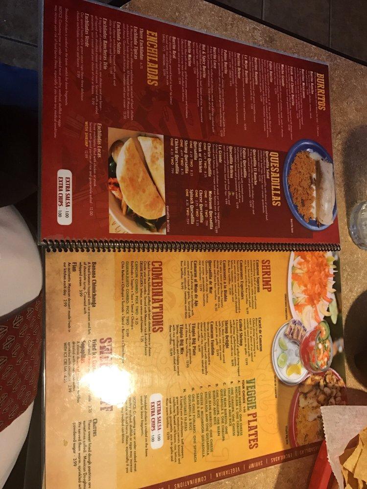 Menu at El Rancho restaurant, Greenville