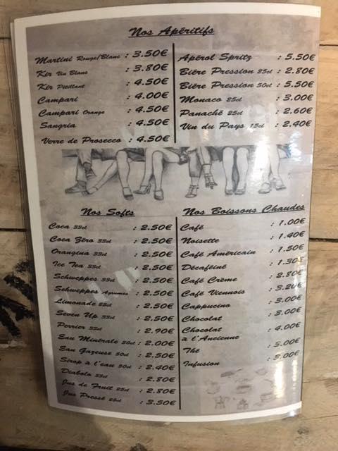 Menu at Le Mentonnais pub & bar, Menton