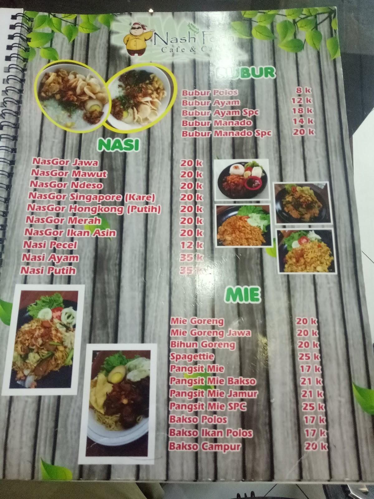 Menu at Nash Fern cafe n' cake, Blitar