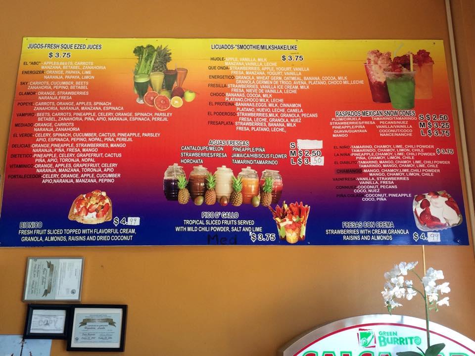 Menu at Super Raspados restaurant, Los Angeles, Sepulveda Blvd
