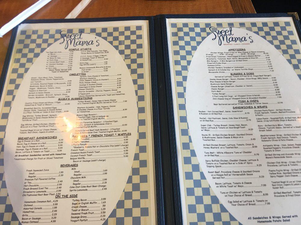 Menu at Sweet Mama's Restaurant, Orlando
