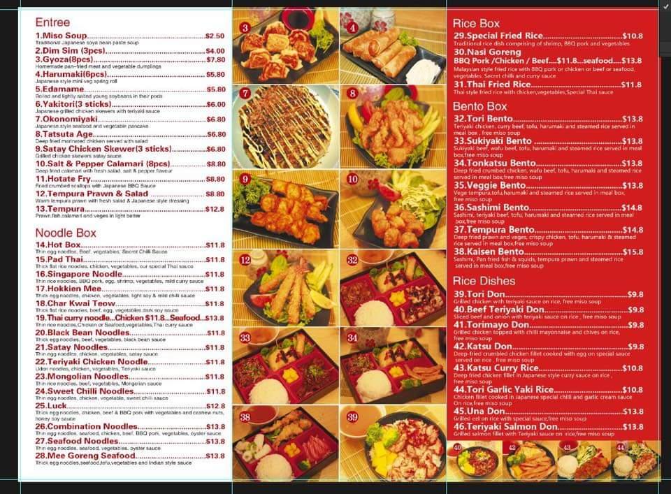 Menu at Lara Sushi Noodle restaurant, Lara