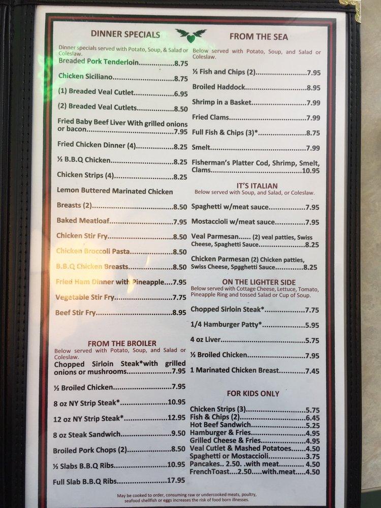Menu at Palmer's Inn Restaurant, Saint Clair Shores