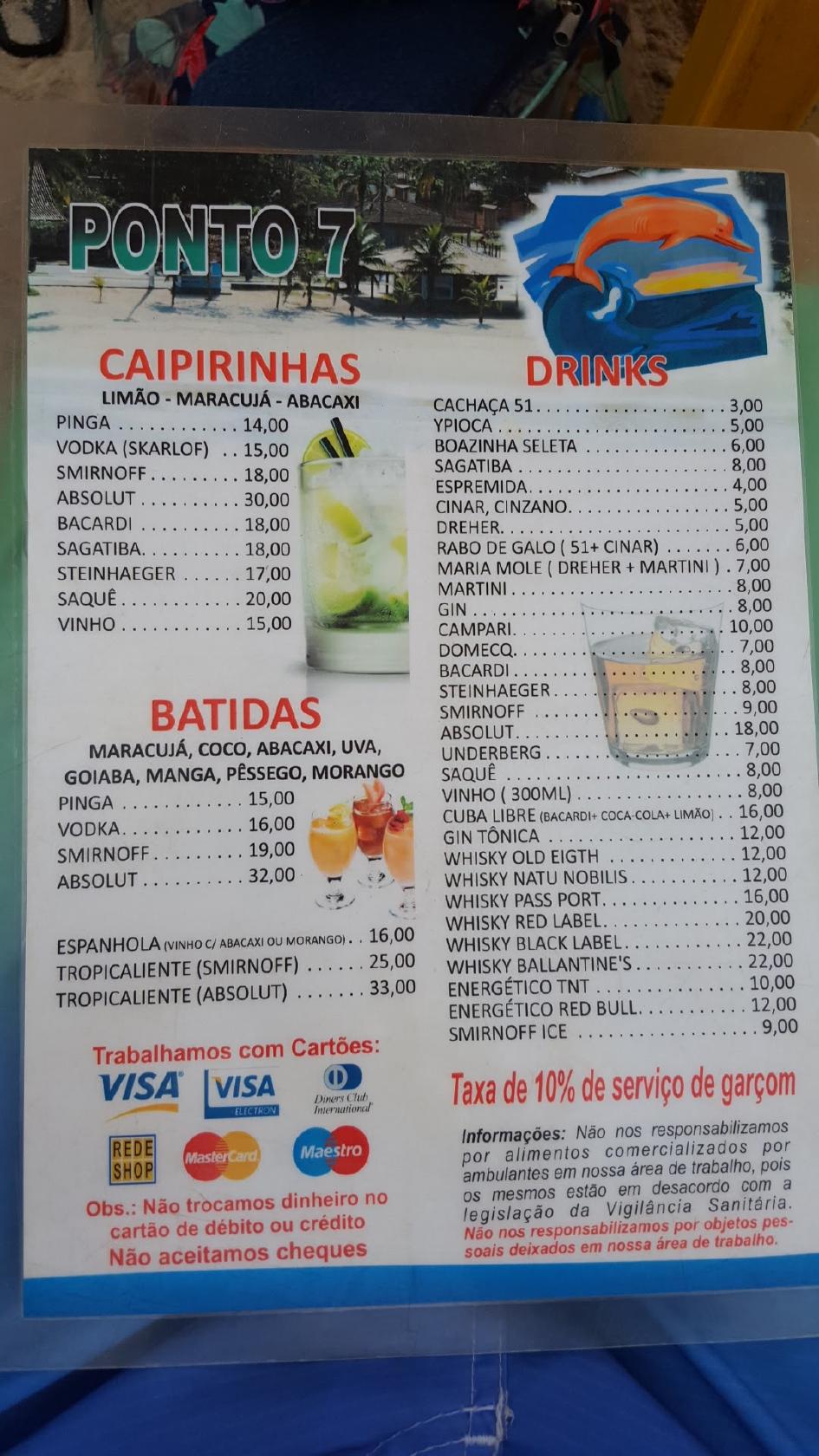 Menu em Quiosque Ponto 7 pub & Bar, Caraguatatuba