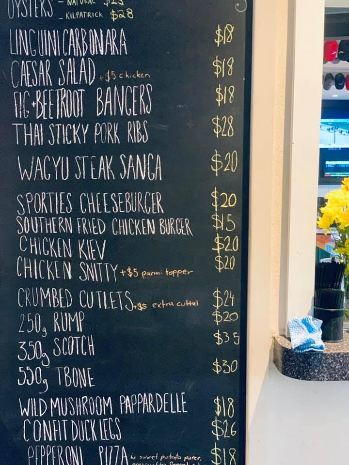 Menu at Sportsmen's Club Hotel, Wagga Wagga