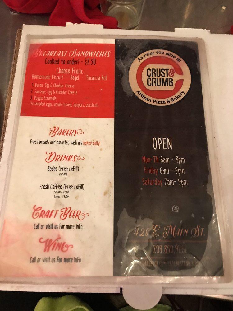 Menu at Crust & Crumb pizzeria, Turlock