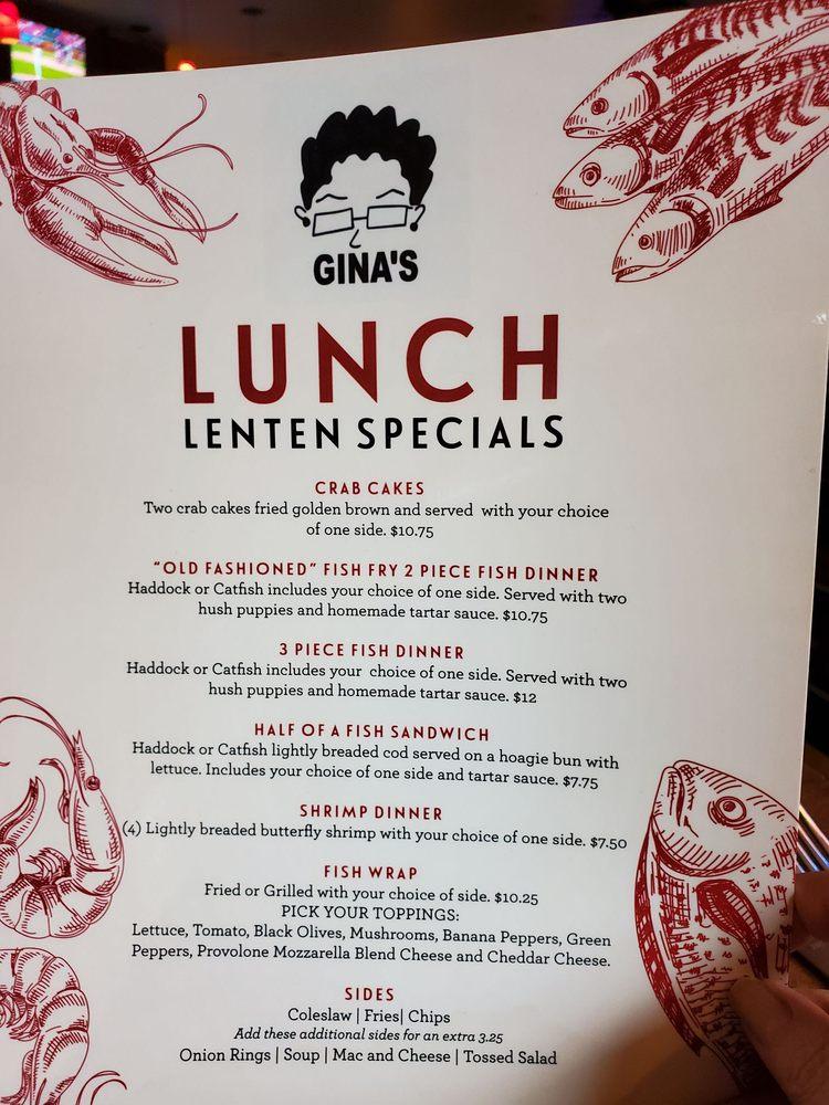 Menu at Gina's Italian Kitchen & Tavern restaurant, Hamilton