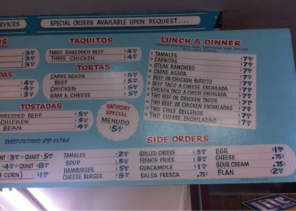 Menu at Lola's 7 Up Market & Deli fast food, Carlsbad, Roosevelt St