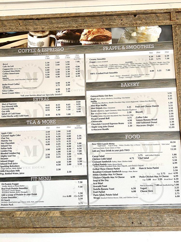 Menu at Meg-A-Latte Coffee House, Williston, 2nd Ave W
