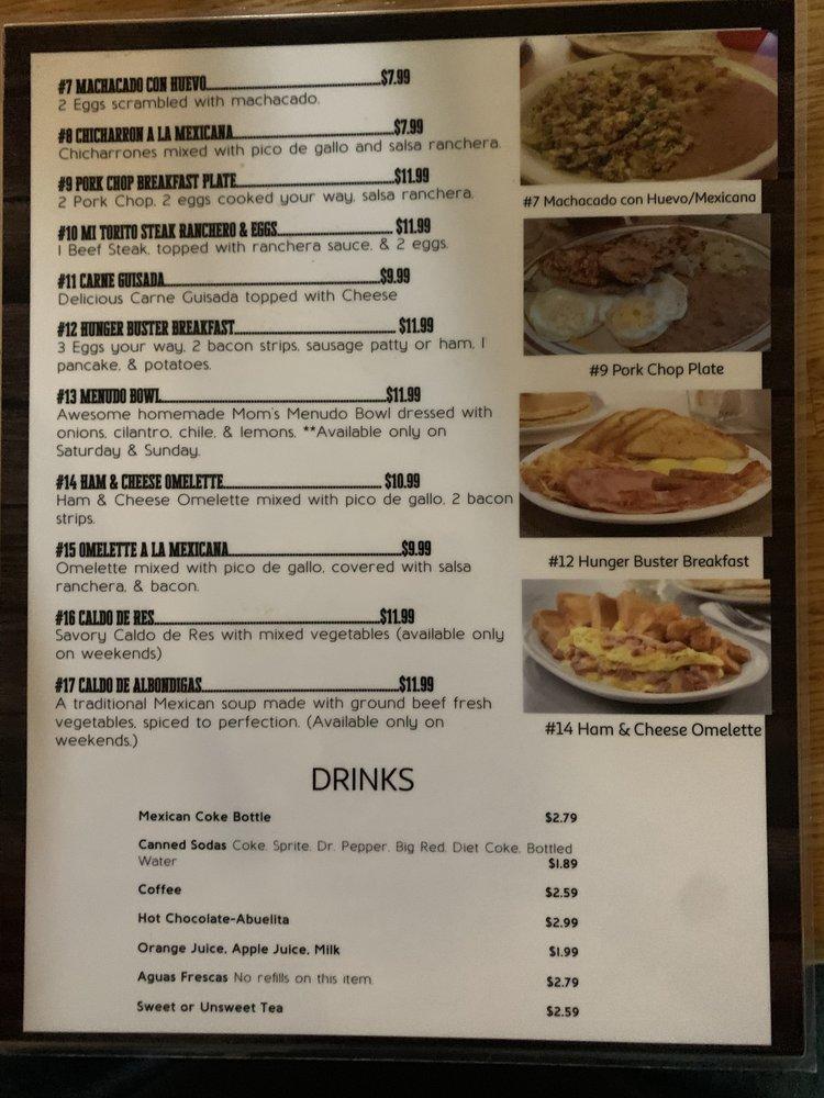 Menu at Mi Torito Restaurant mexican, New Braunfels