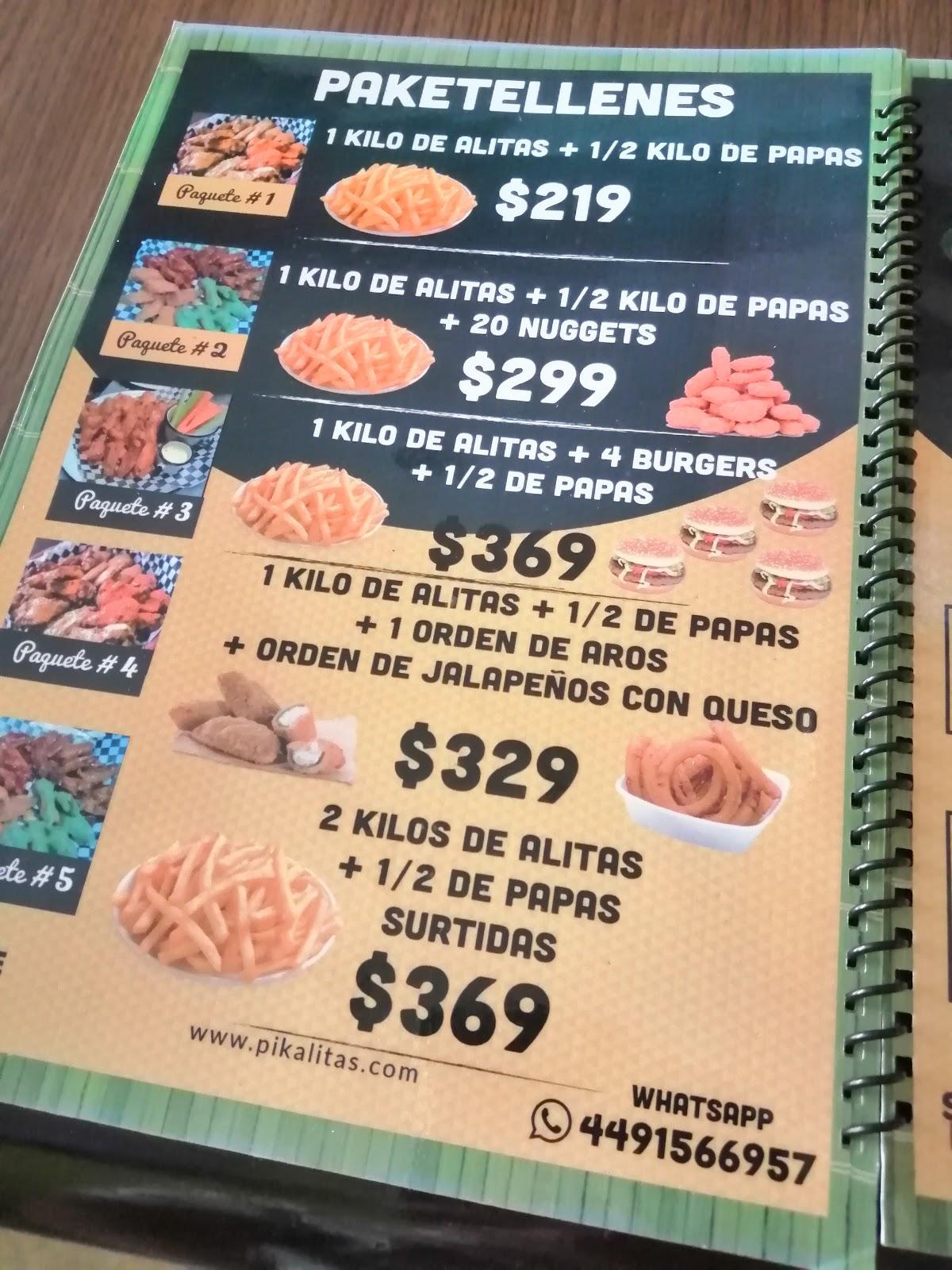 Menu at Pikalitas San Felipe restaurant, Aguascalientes