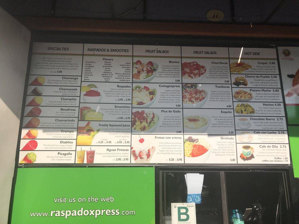 Menu at Raspado Xpress pub & bar, Los Angeles, Van Nuys Blvd #11
