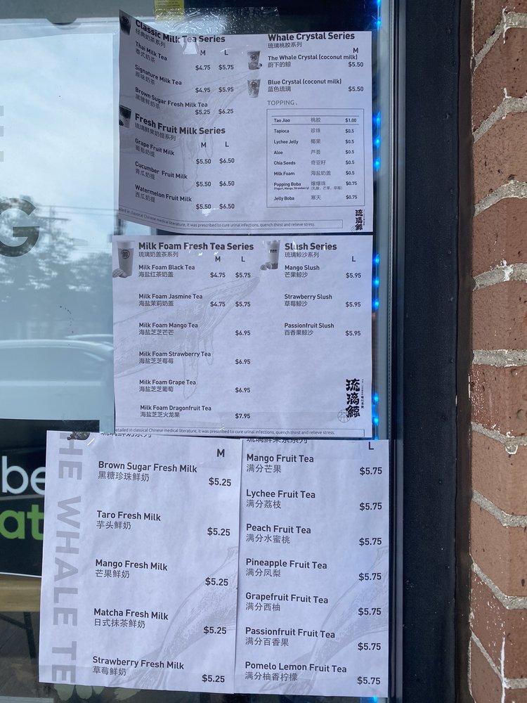 Menu at Whale Tea, Fairfield