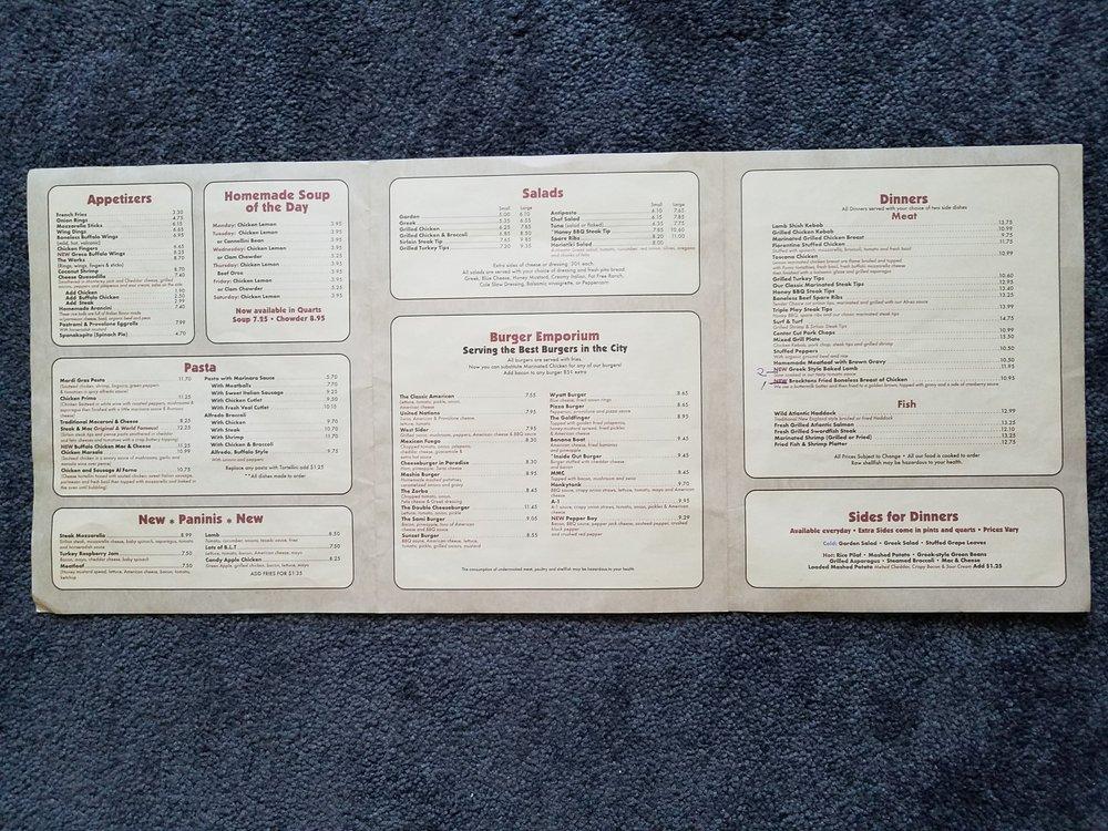 Menu at Westside Pizza steakhouse, Brockton