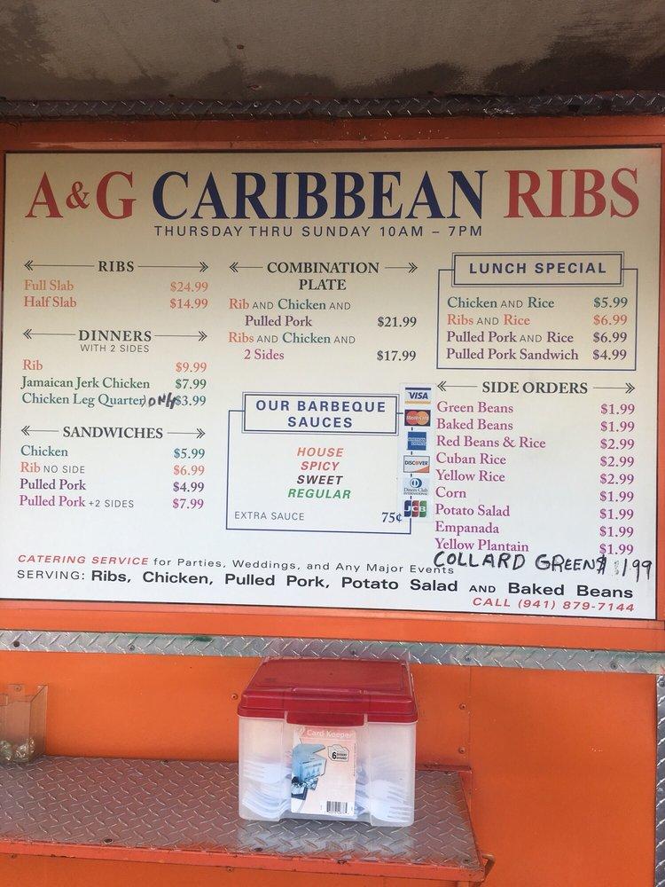 Menu at Caribbean BBQ Truck, Sarasota, N Tamiami Trl