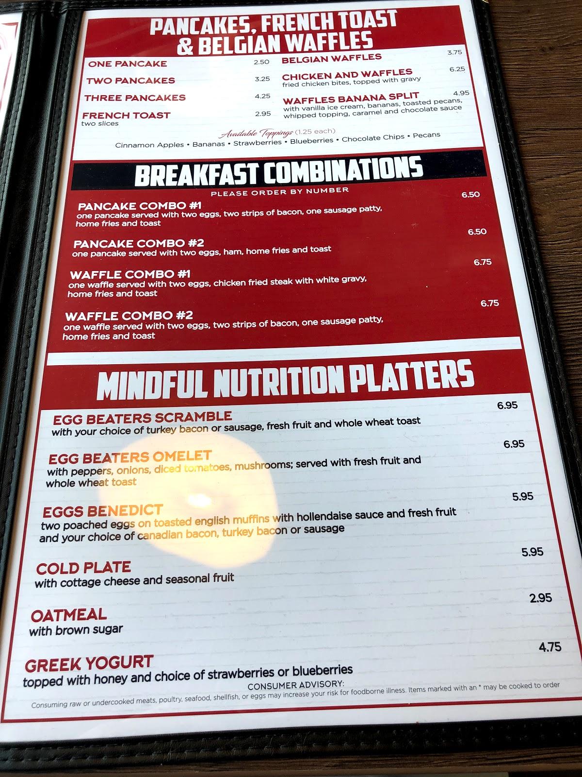 Menu at Johnny B's Grillhouse restaurant, Winston-Salem