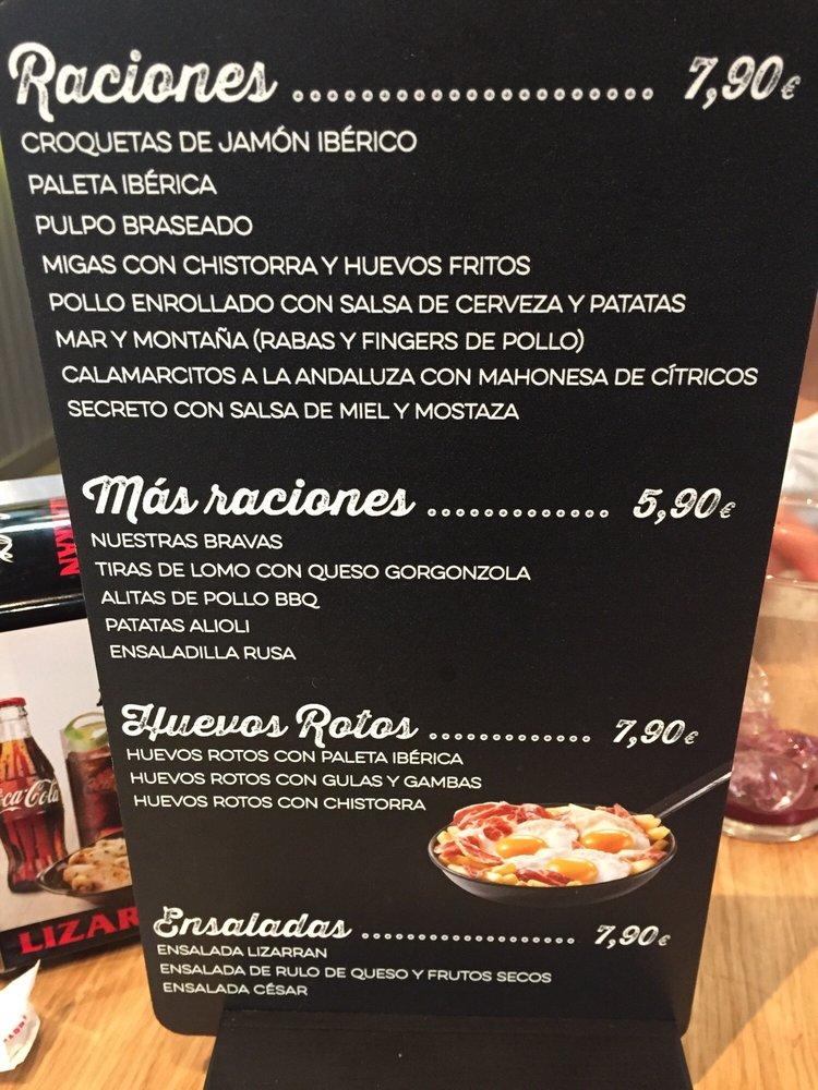 Carta del restaurante Lizarrán - Las Rosas, Madrid, Avda Guadalajara Nº 2