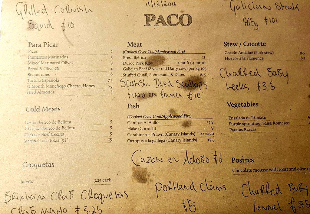 Menu at Paco Tapas pub & bar, Bristol