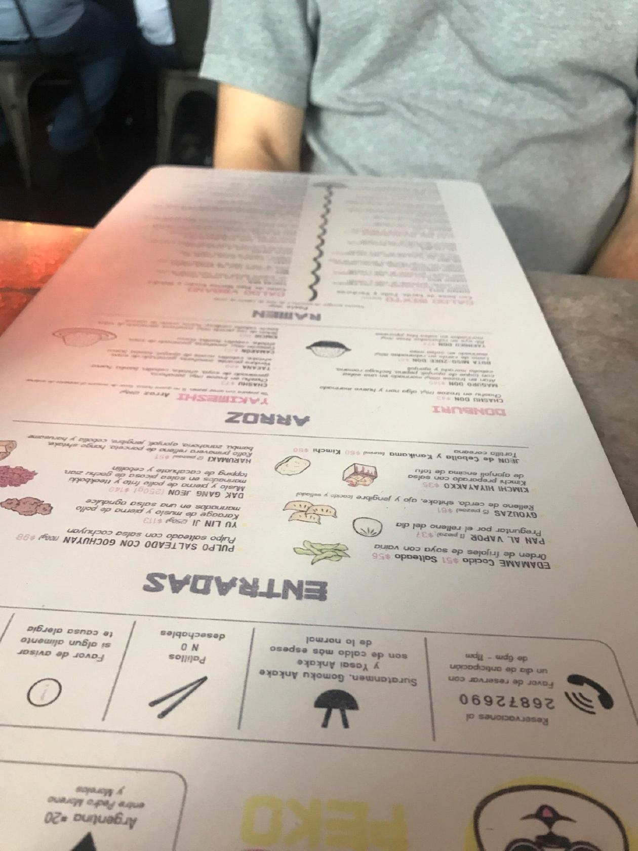 Carta del restaurante Peko Peko, Guadalajara, Calle Argentina 20