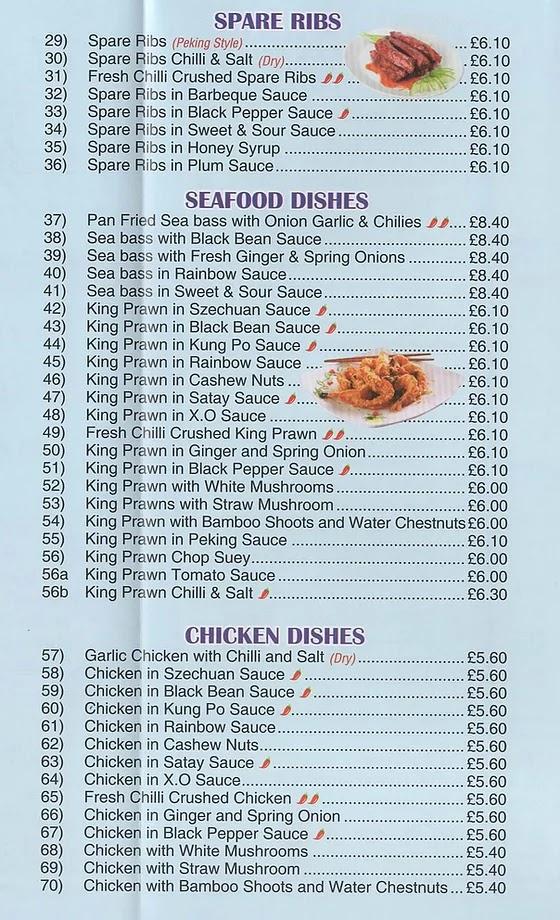 Menu at Rainbow Chinese Takeaway fast food, Market Harborough