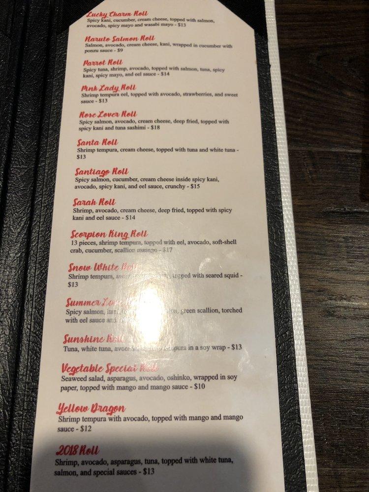 Menu at Sake Asian Fusion restaurant, Jacksonville