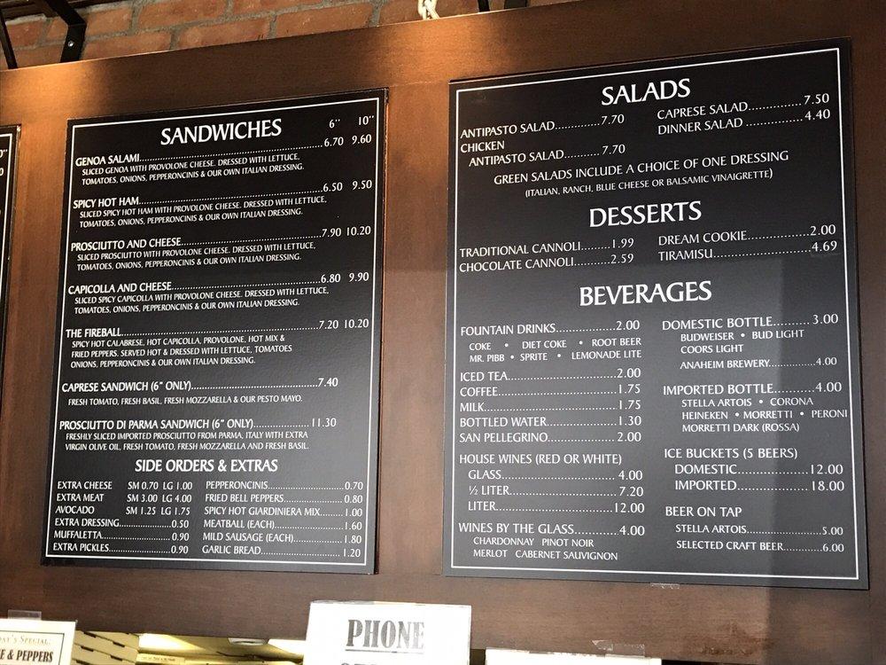 Menu at Cortina's Italian Market & Pizzeria, Anaheim, W Orange Ave