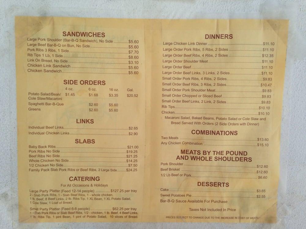 Menu at Jay Bee's Bar-B-Q, Gardena