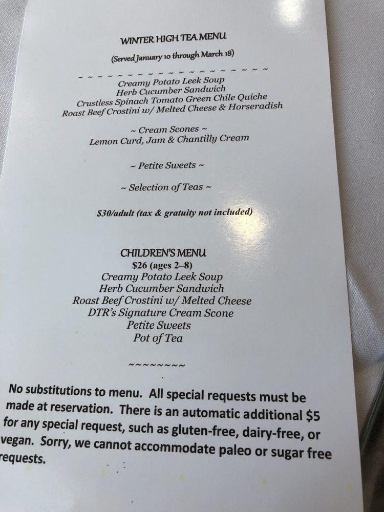 Menu at The Denver Tea Room & Coffee Salon cafe, Denver, S Broadway