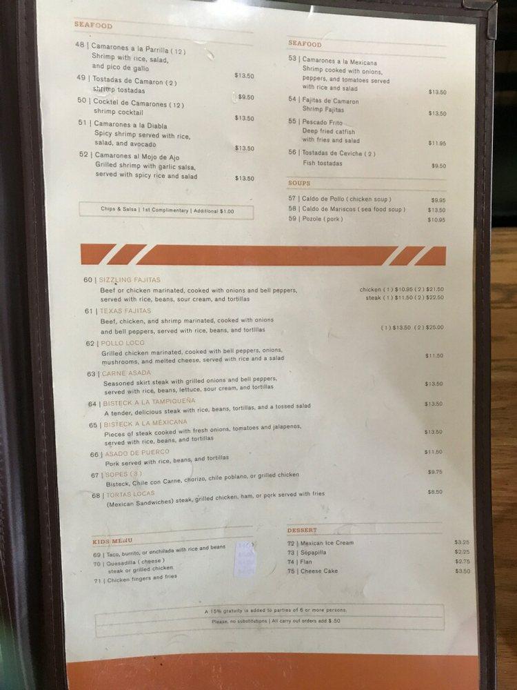 Menu at Durango Mexican Restaurant, Opelika, Columbus Pkwy