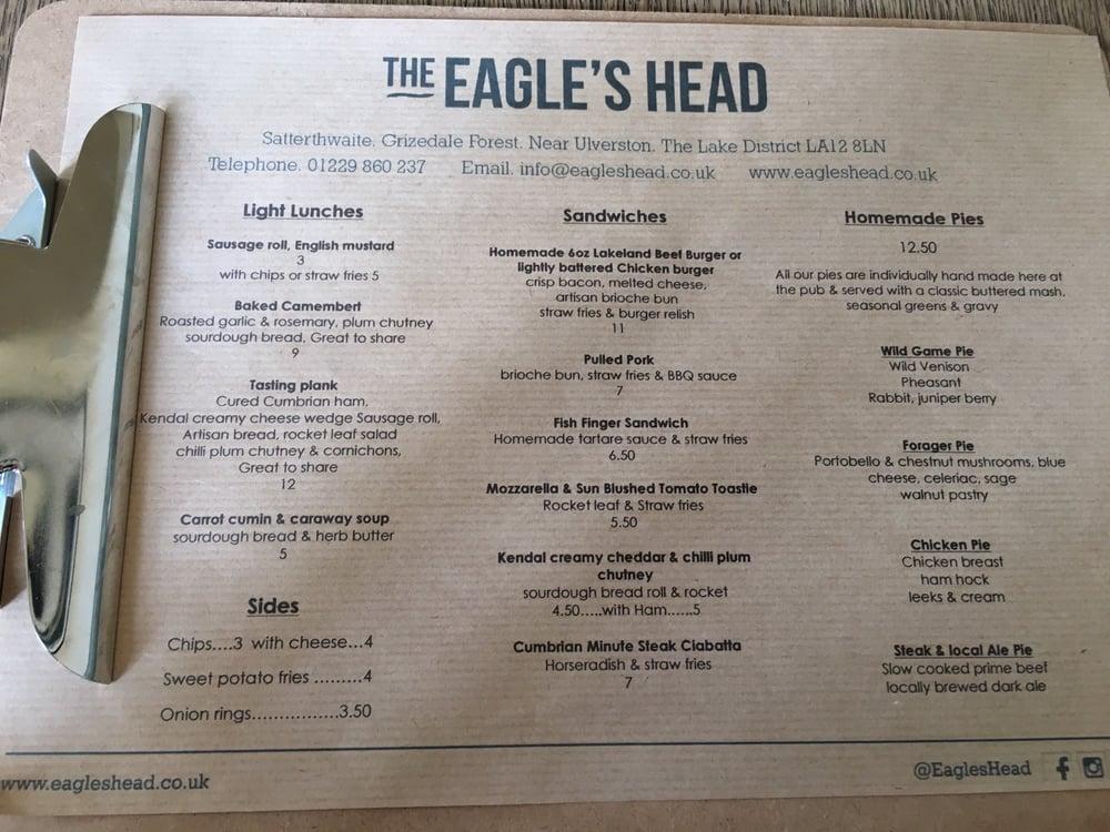 Menu at Eagles Head pub & bar, England
