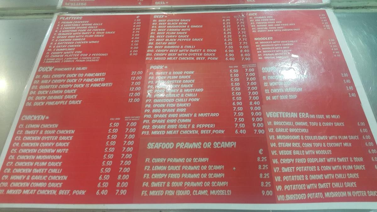 Menu at Golden Chopstix restaurant, Birkirkara