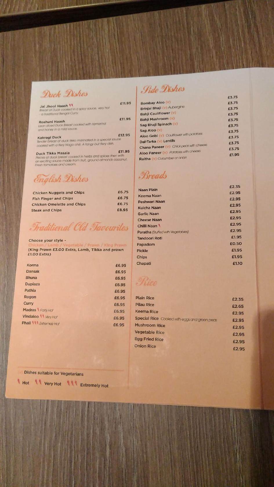 Menu at JANNA SPICE restaurant, York
