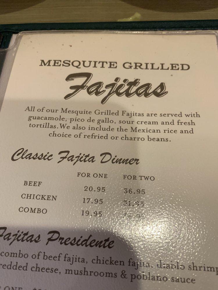 Menu at Los Tios restaurant, Sugar Land, Hwy 6