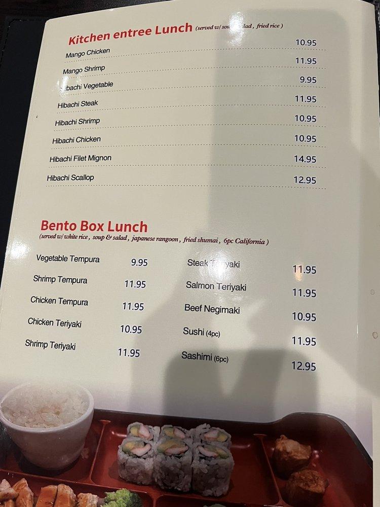 Menu at Misaki Sushi restaurant, Port Charlotte