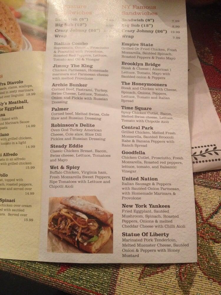 Menu at New York Italian Deli restaurant, Brandywine